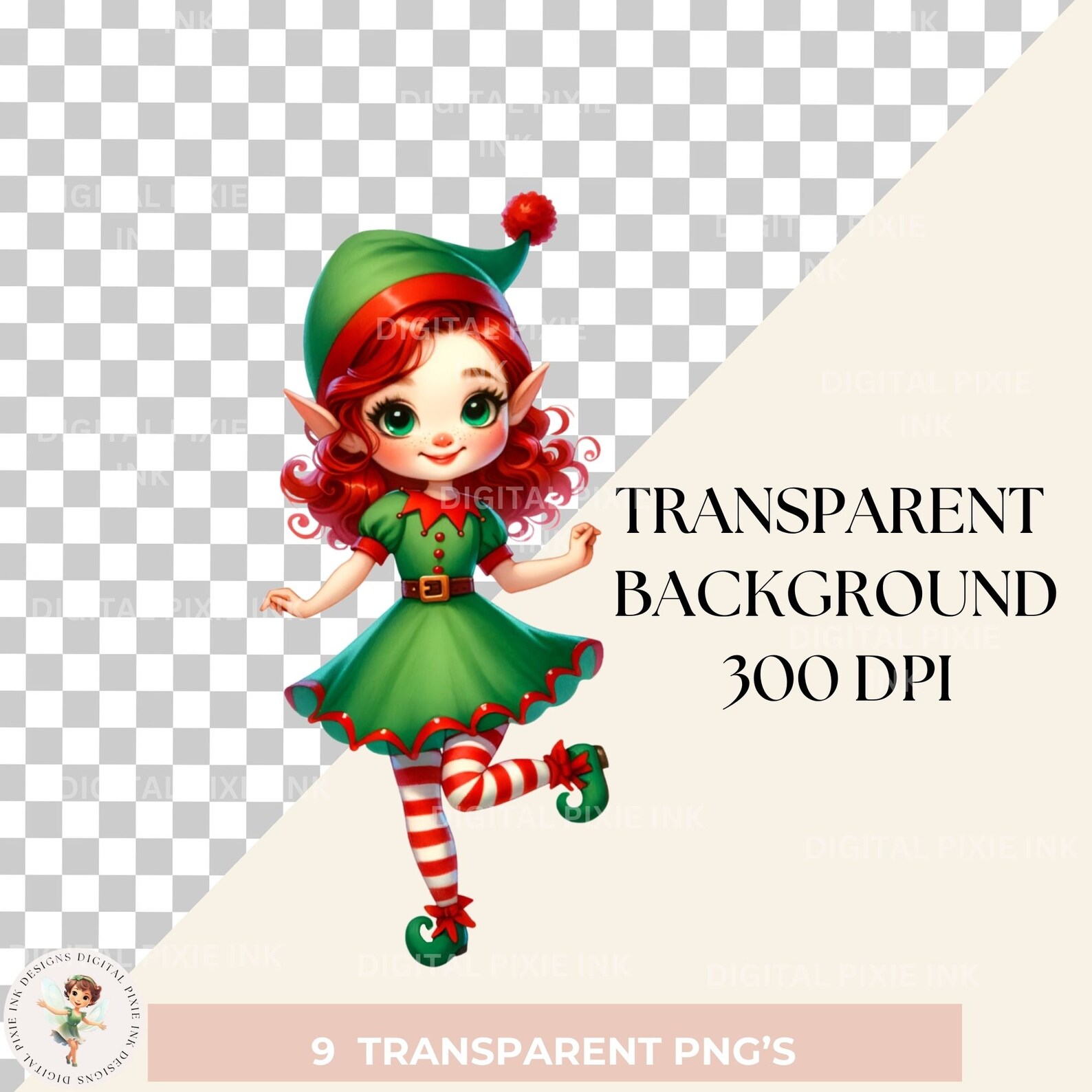 Girl Elf Clipart, Watercolor Santa Elf Clipart, Cute Christmas Girl Elf ...
