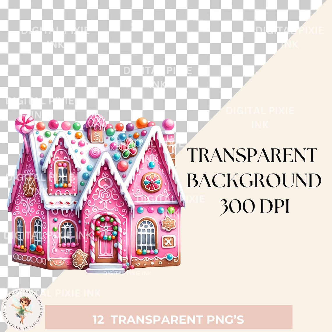 Pink Gingerbread House Clipart, Christmas Gingerbread Houses Clipart ...