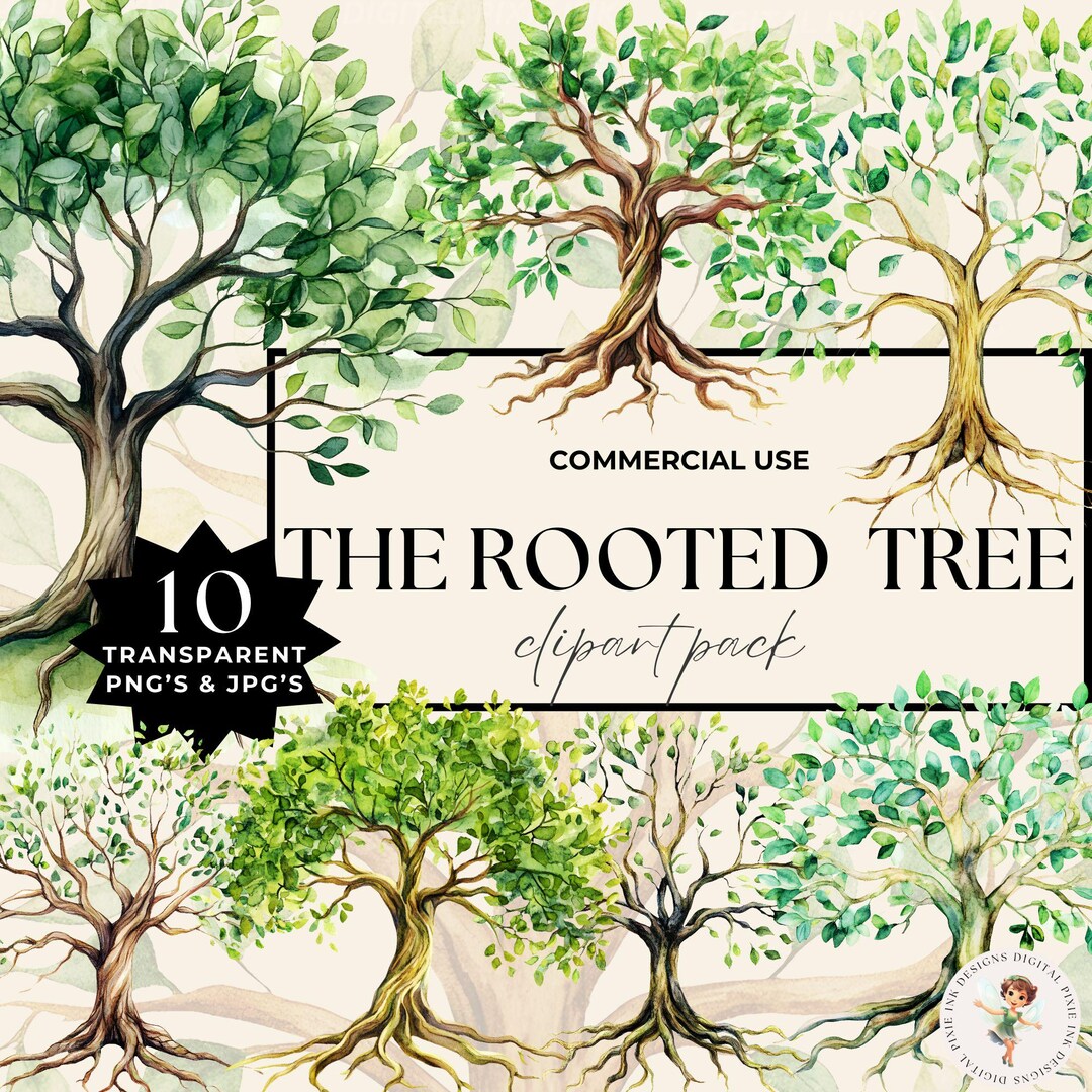 Watercolor Tree With Roots Clip Art Mystical Old Tree of Life Art ...