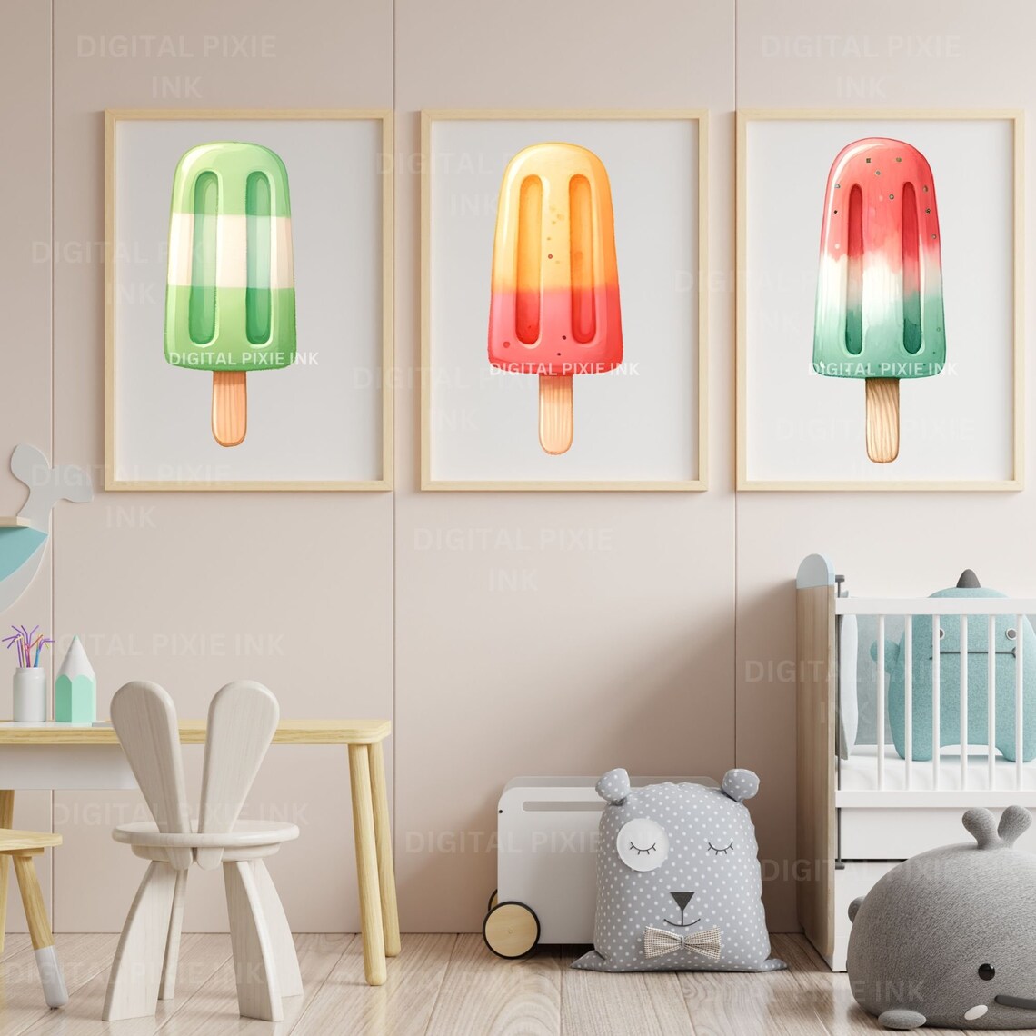 Watercolor Summer Popsicle Clipart, Ice Cream Clipart Png, Commercial ...