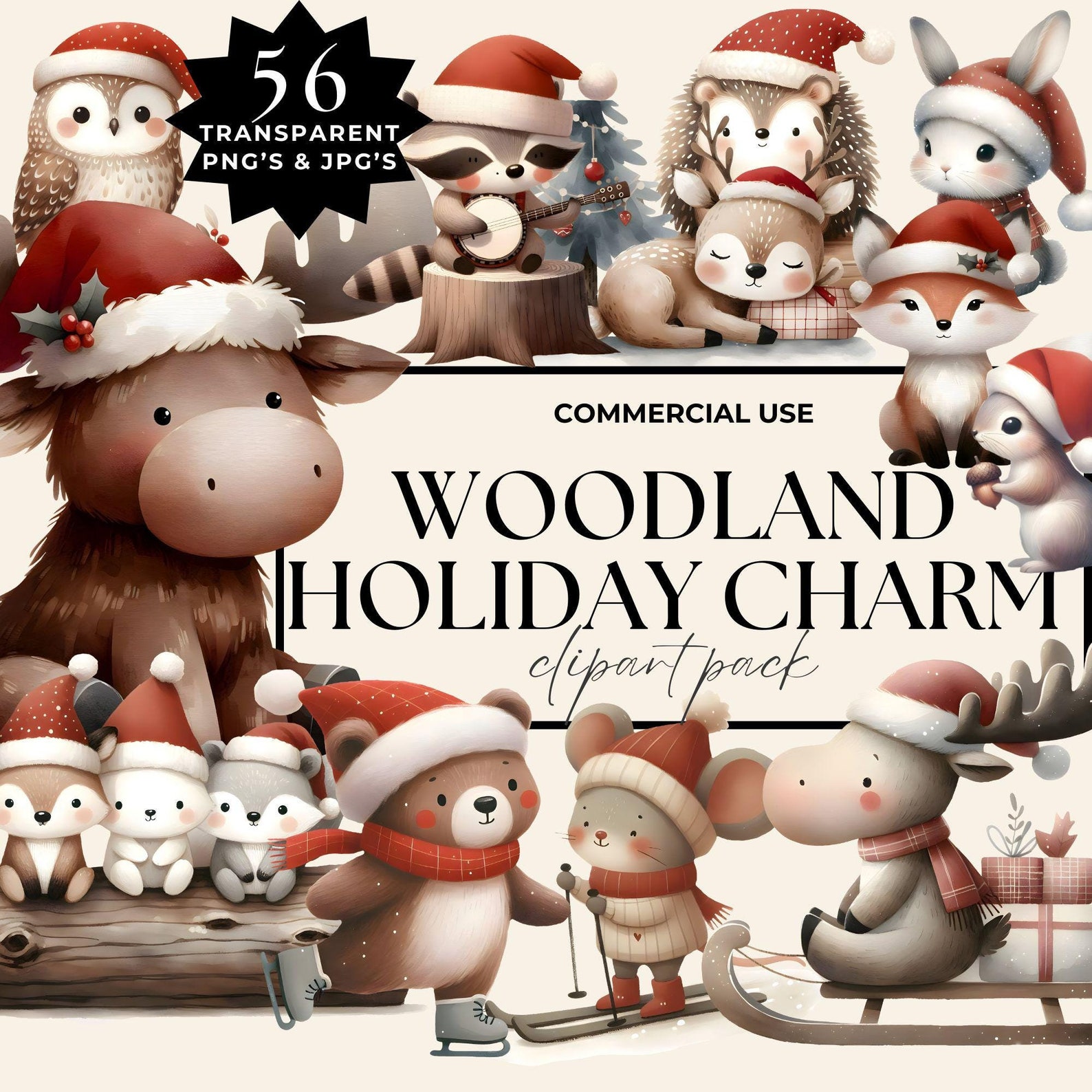 Winter Wonderland Animals Woodland Christmas Clipart Bundle Cute ...