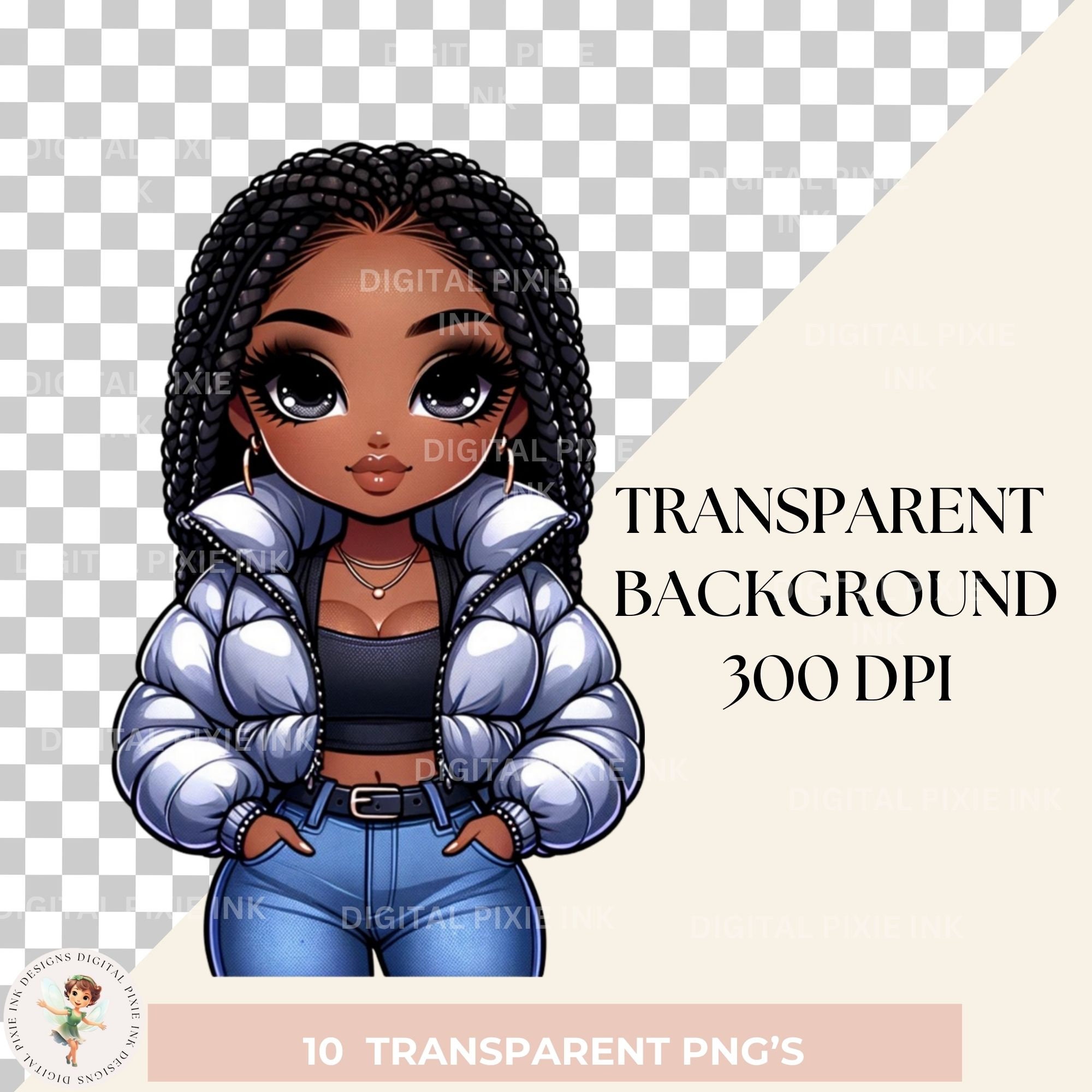 10 African American Chibi Clipart Png Bundle Chibi Dolls Clipart With ...
