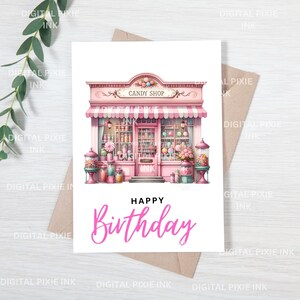 Valentines Candy Shop Clipart, Watercolor Pink Candy Shop Storefront ...