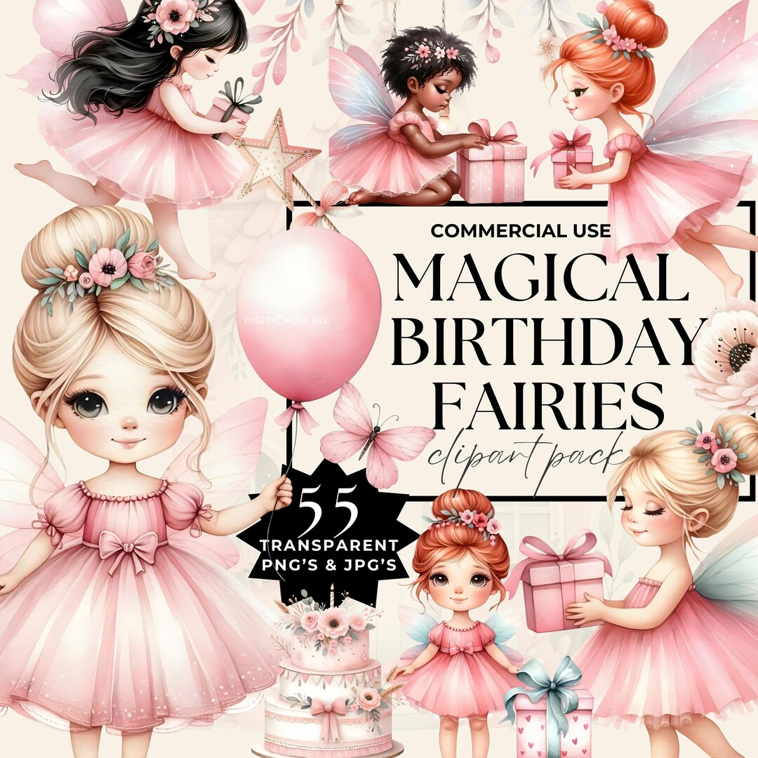 Magical Flower Fairy Garden Clipart Whimsical Enchanted Pink Fairy ...