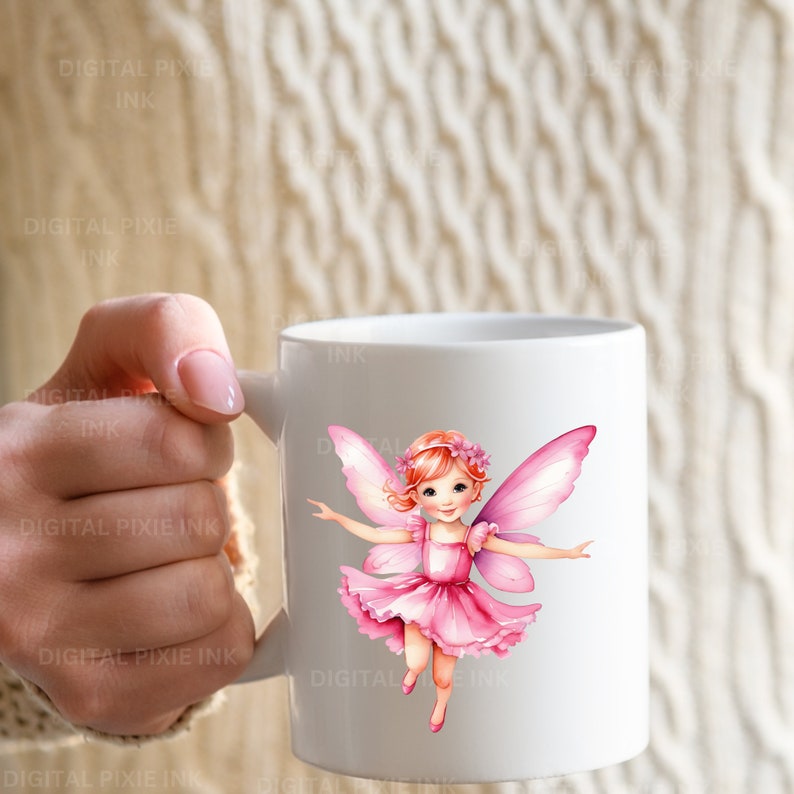 Watercolor Pink Fairy Clipart Bundle Unicorn and Fairy Magical Flower ...