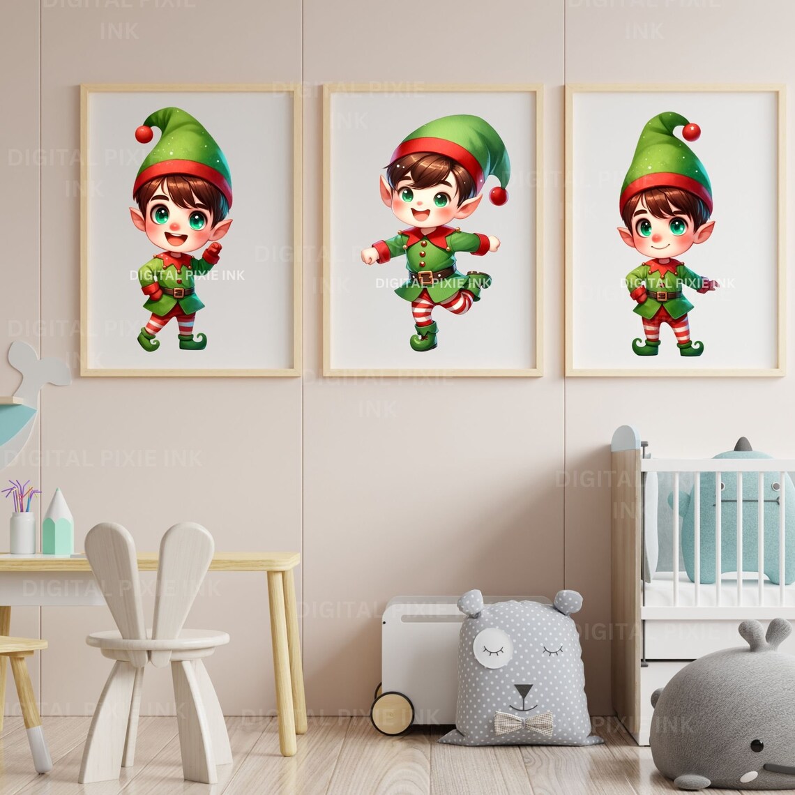 Christmas Elf Boys Clipart, Christmas Elf Watercolor Clipartt, Cute Elf ...