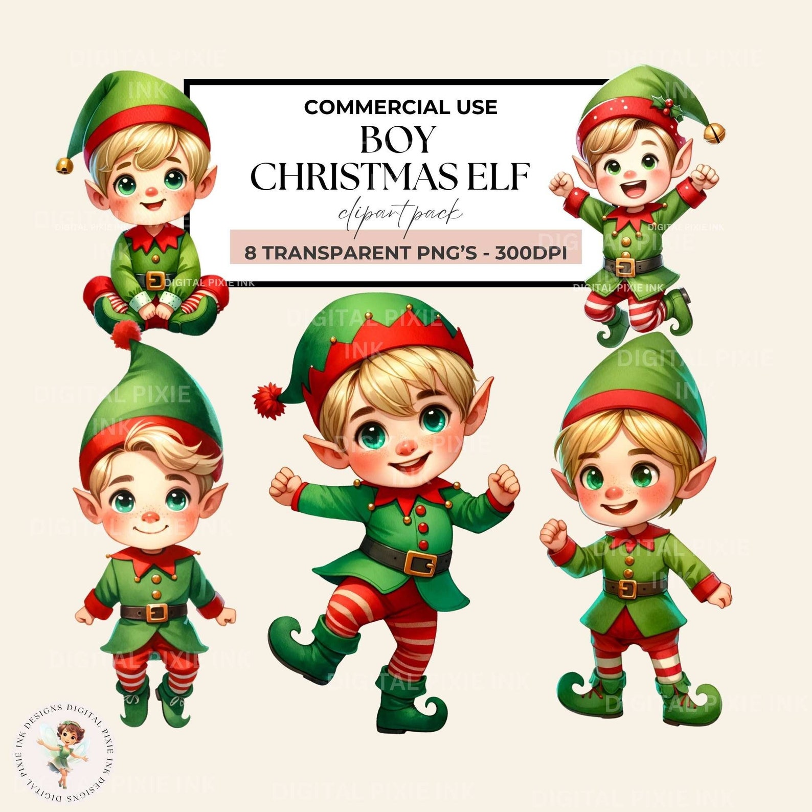 Christmas Elf Boys Clipart, Christmas Elf Watercolor Clipart, Cute Elf ...
