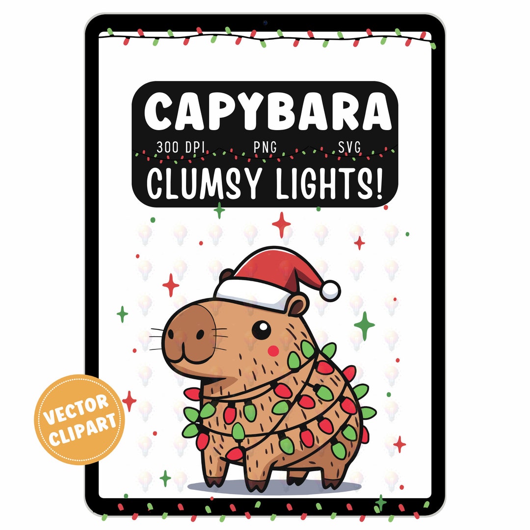 Capybara Christmas SVG, Christmas PNG Clipart, Capybara Clipart, Cute ...