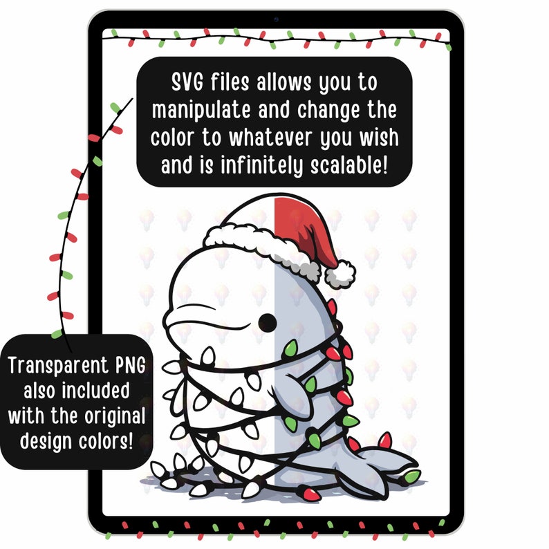 Beluga Whale Christmas SVG, Christmas PNG Clipart, Ocean, Cute, Funny ...