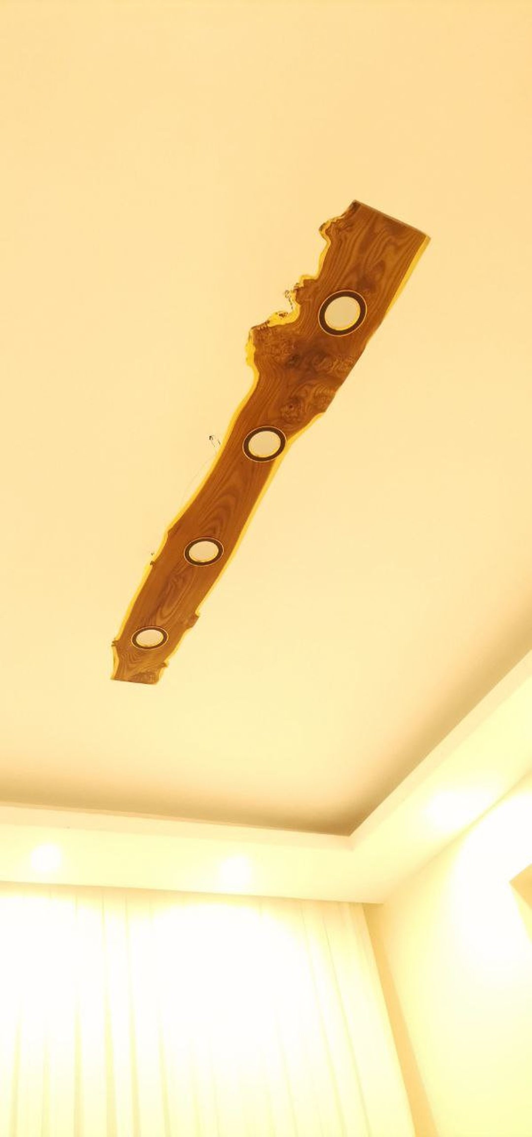 High Quality Solid Wood Lightining With Spotlight / Live Edge Wood Slab ...