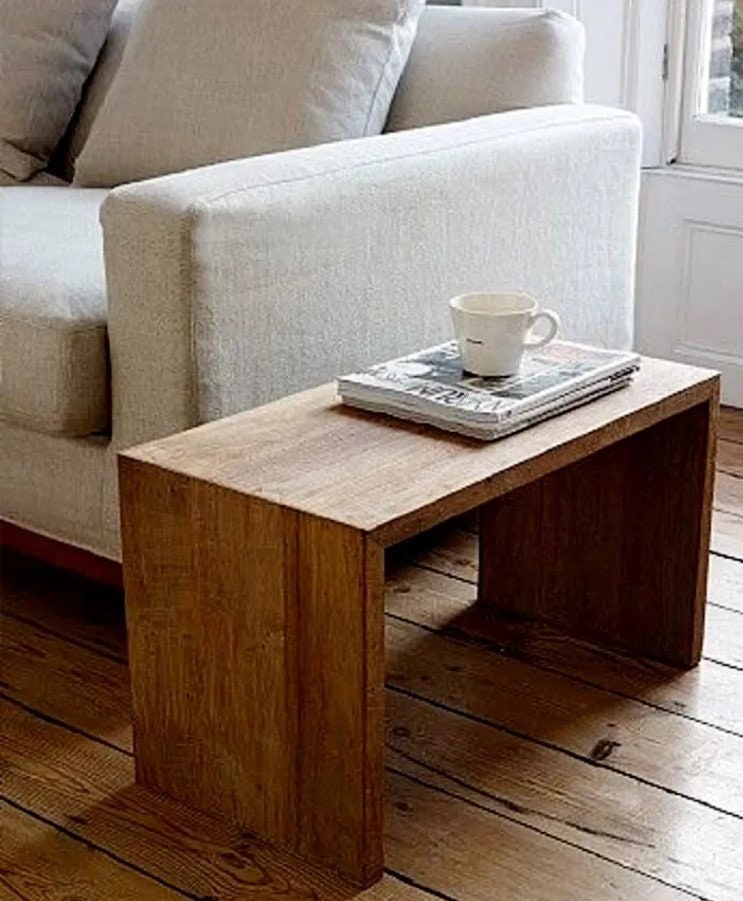 Wooden Sofa Side Table / Rustic Style Multiusage Table / Sofa Arm Rest ...