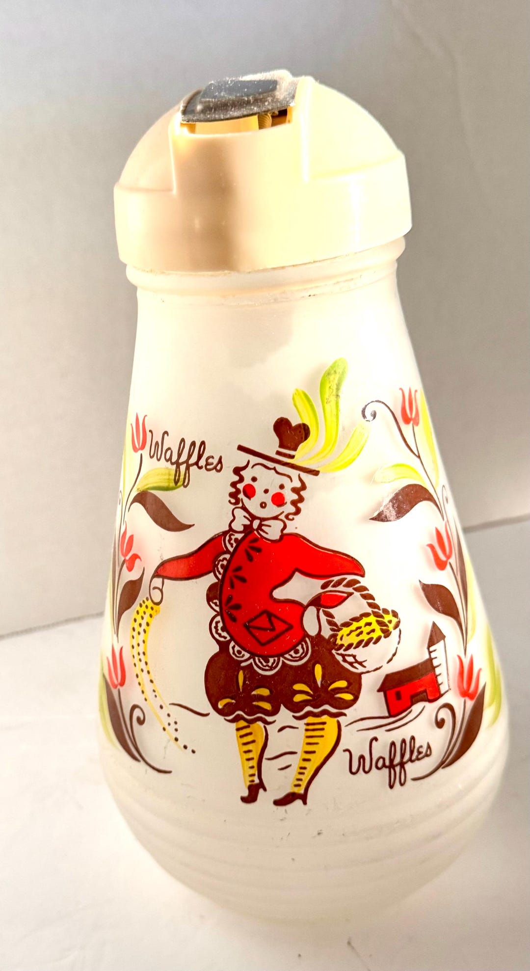 Hazel Atlas Frosted Syrup Waffle Pitcher Provincial Farmer by Gay Fad ...