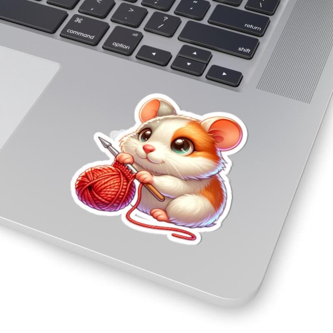 Cute Hamster Knitting Sticker, Pet Hamster Crocheting, Cute Animal ...