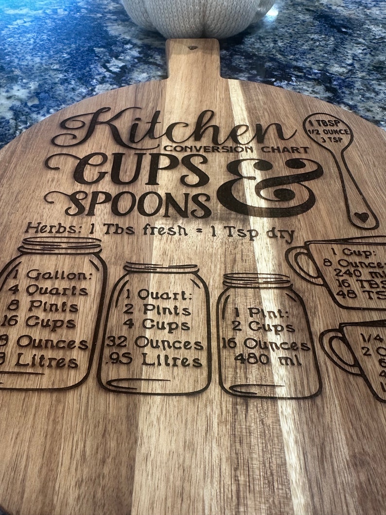 Cutting Board, Laser Engraved Kitchen Conversion Cutting Board, Board ...