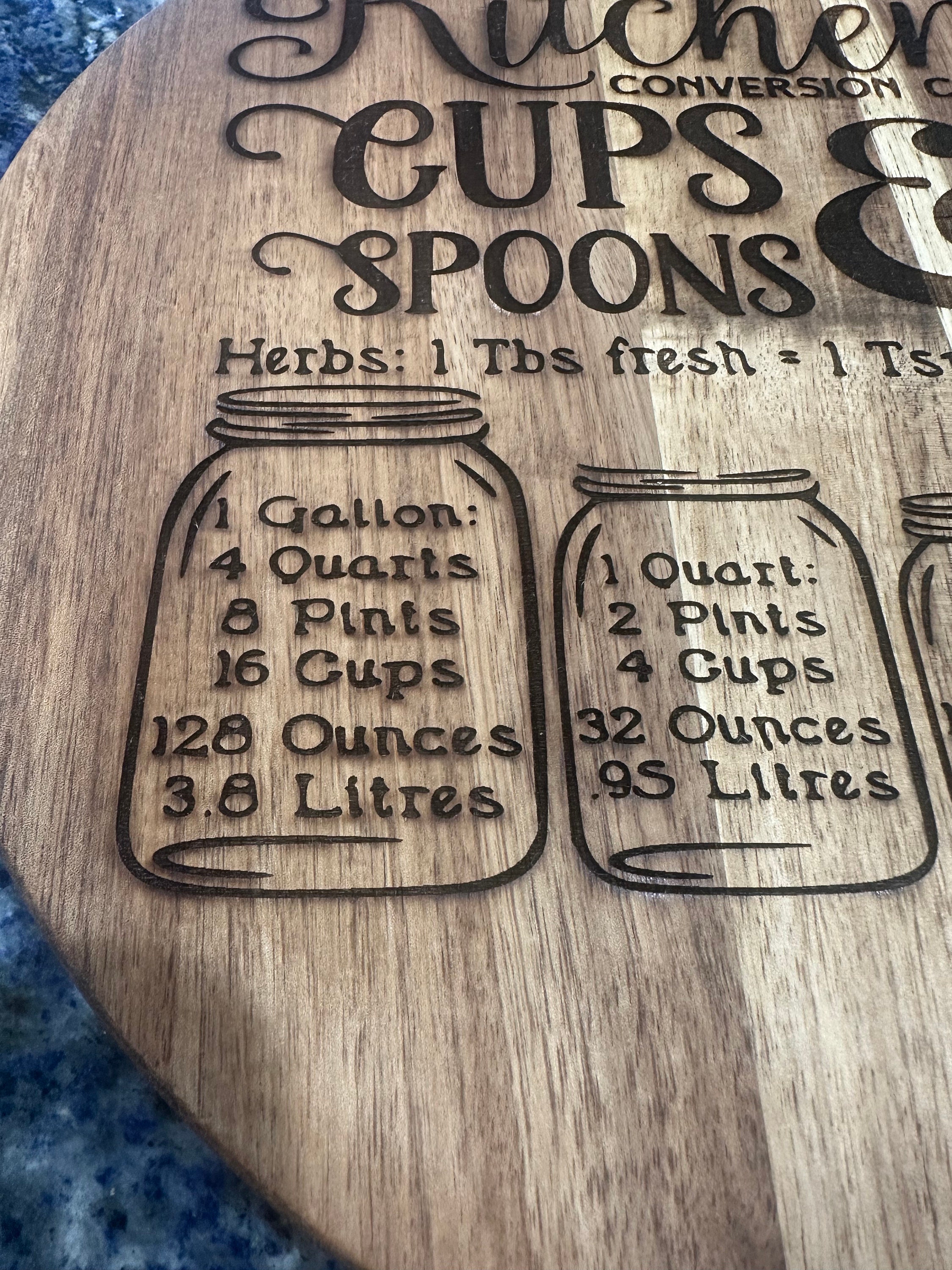 Cutting Board, Laser Engraved Kitchen Conversion Cutting Board, Board ...