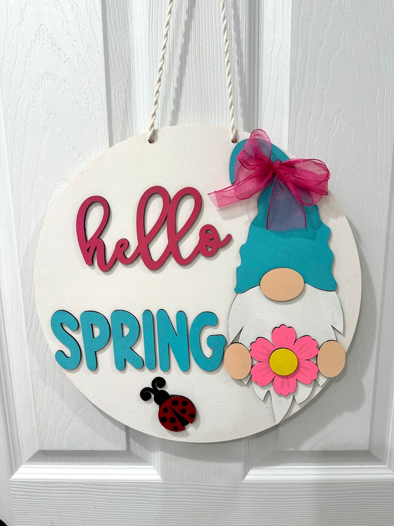 Happy Spring Gnome Door Sign - Etsy