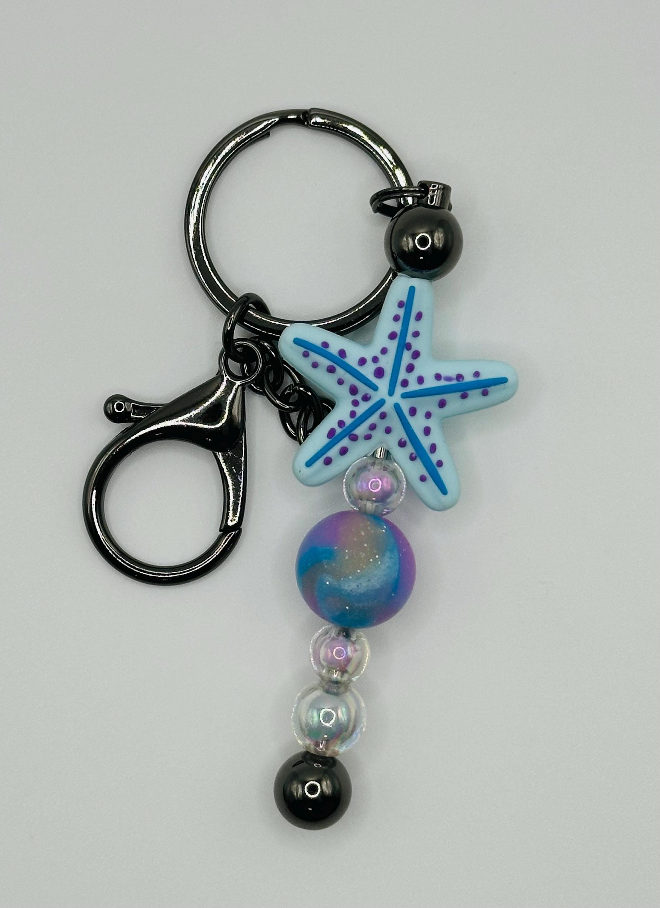 Beaded Keychain, Bag Charm, Zipper Pull - Starfish, Coastal, Shells - Etsy