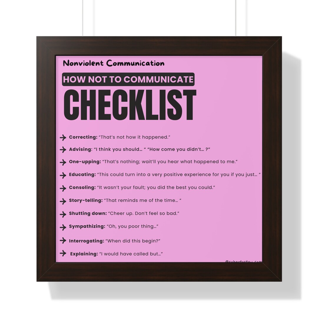 How Not to Communicate Checklist Poster healthy Relationships Wall Art ...