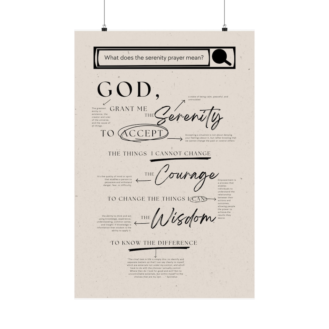 Serenity Prayer Wall Art | Addiction Recovery Wall Art | Twelve Steps ...