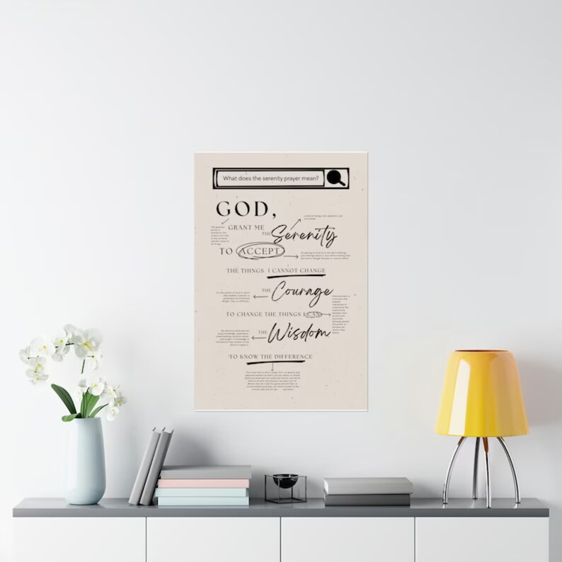 Serenity Prayer Wall Art Addiction Recovery Wall Art Twelve Steps