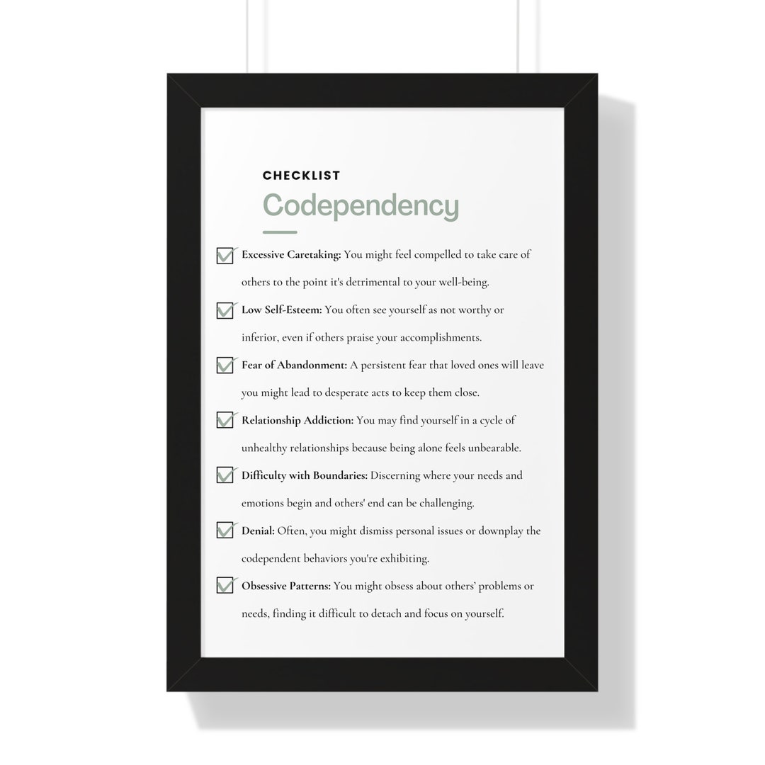 Codependency Checklist Poster | Codependency Poster | Unhealthy Relationship Checklist - Etsy