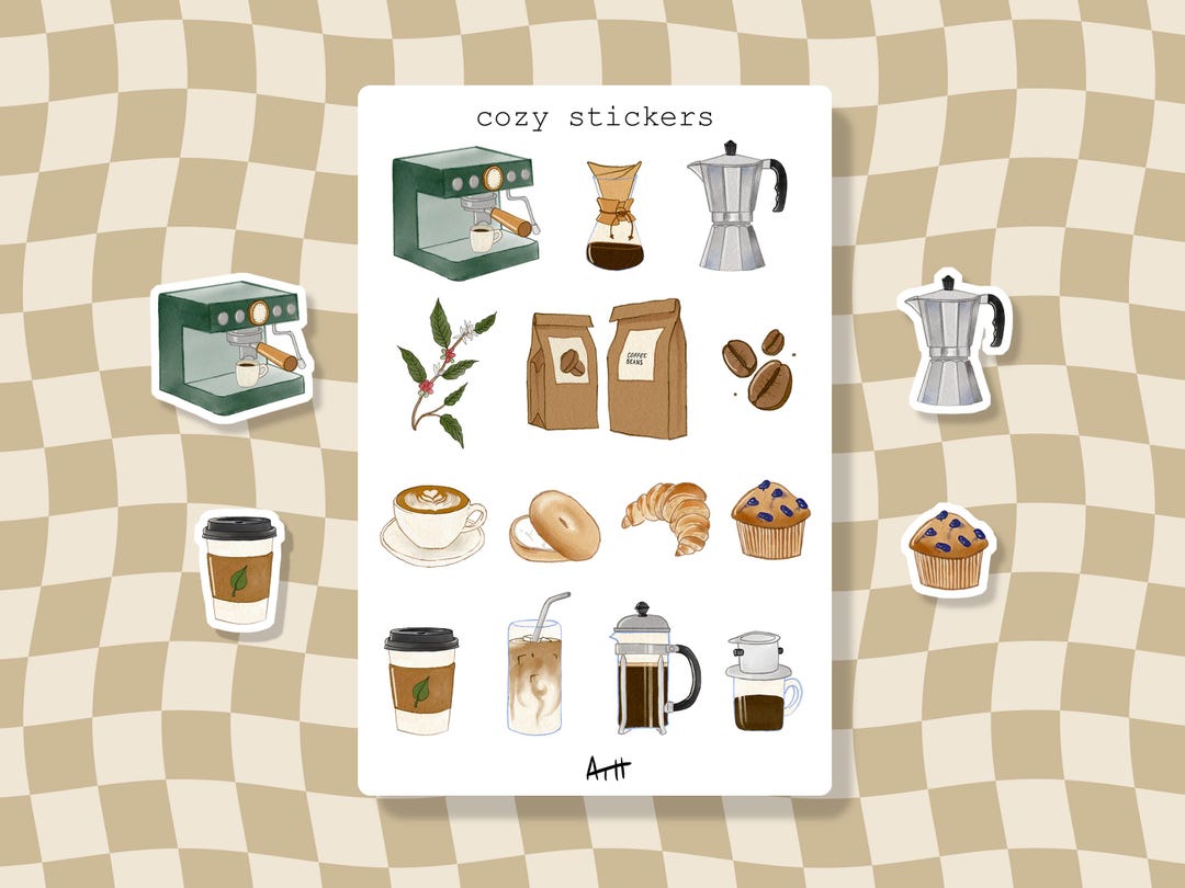 Coffee Sticker Sheet, Coffee Stickers, Sticker Sheet, Matte Vinyl ...