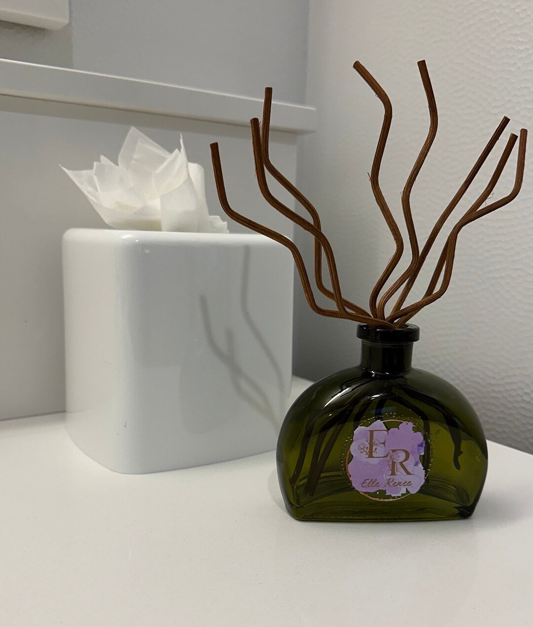 Cute and Short Green Glass Reed Diffuser, Comes With Choice of Luxury ...