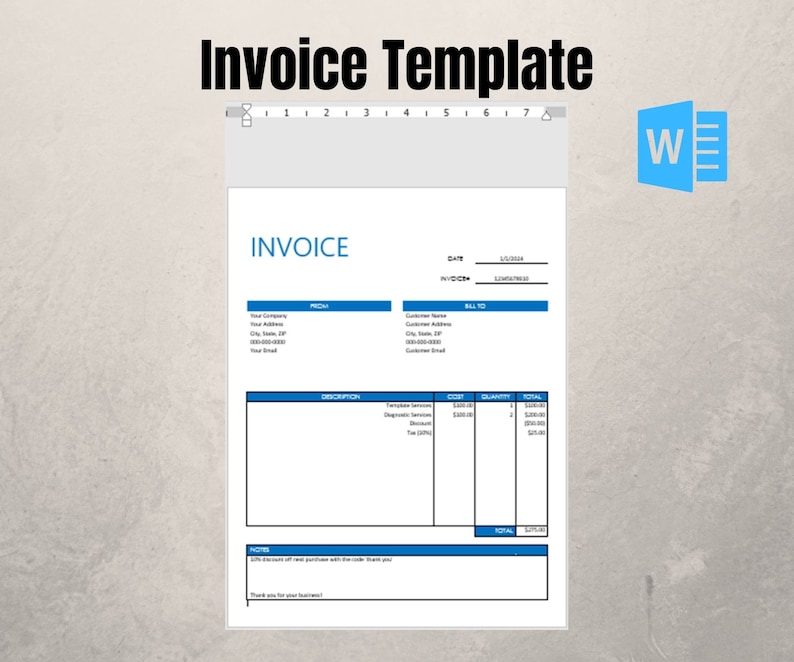 Invoice Template Pdf/google Docs/word. Business Invoice. Invoice Word ...