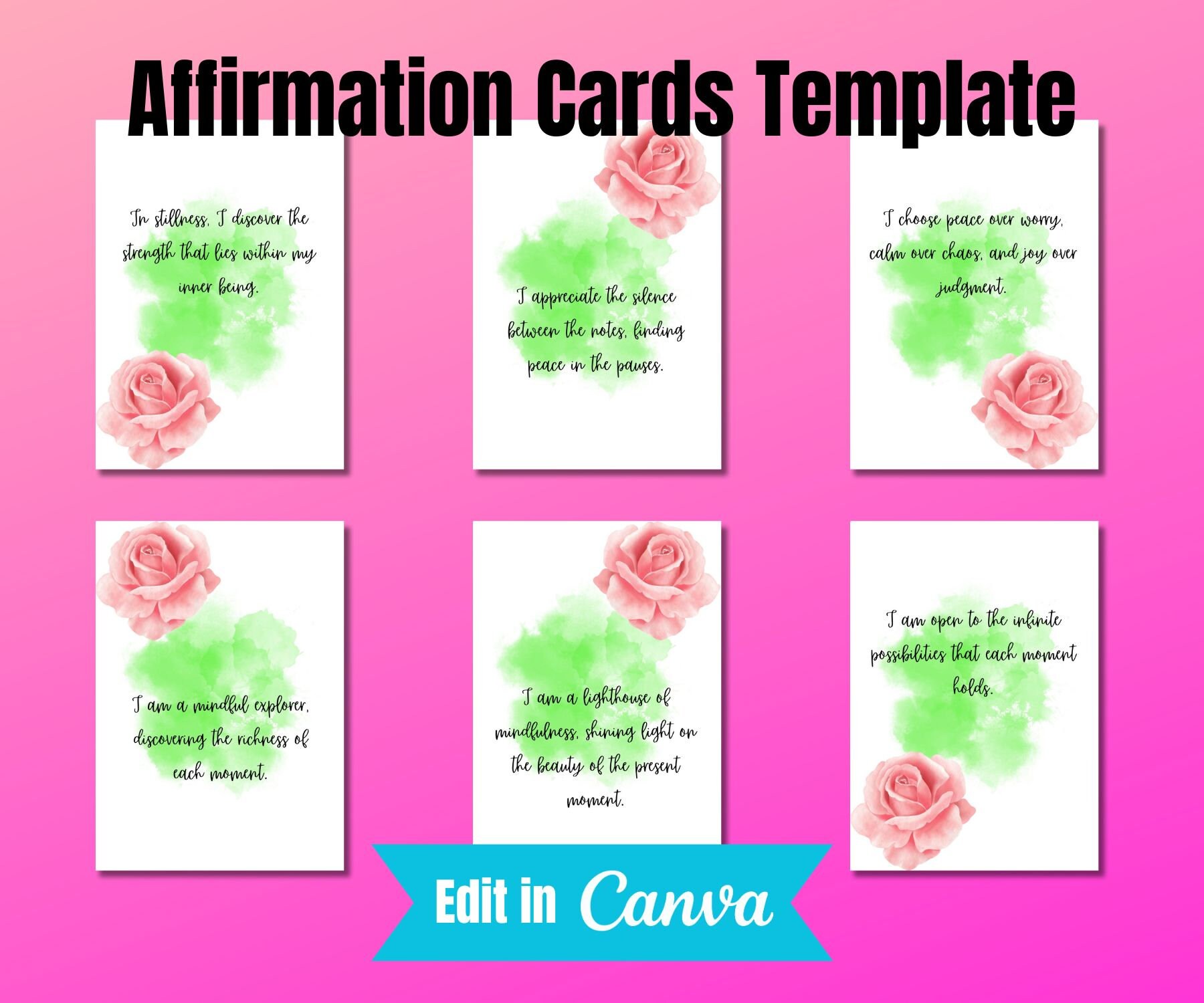60 Affirmation Cards Digital Download, Mindfulness Affirmations Deck ...