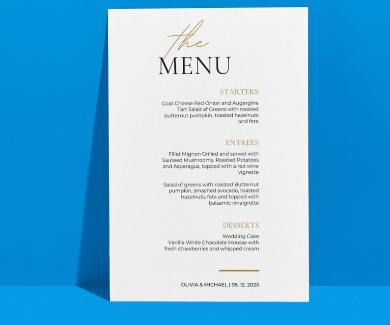 Wedding Menu Template, Printable Menu Card, Wedding Menu Printable ...