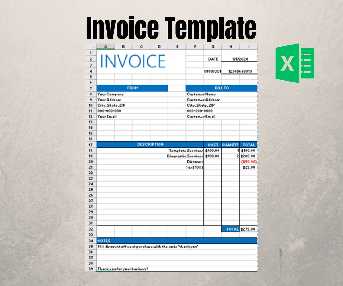 Invoice Template Pdf/google Docs/word. Business Invoice. Invoice Word ...