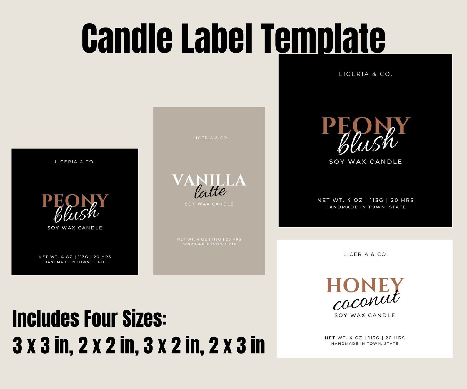 Printable Candle Label Template, Modern Candle Label Design ...