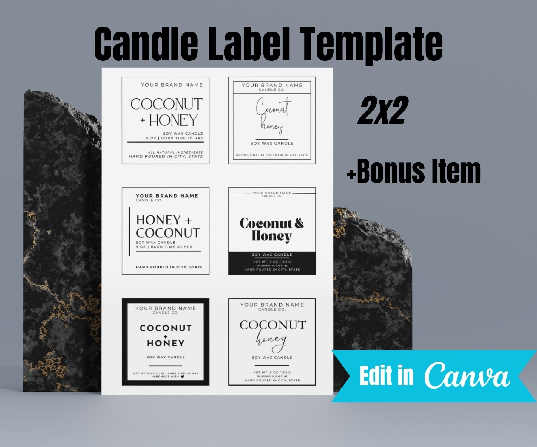 Editable Candle Label Bundle, Modern Candle Label Designs, Custom ...