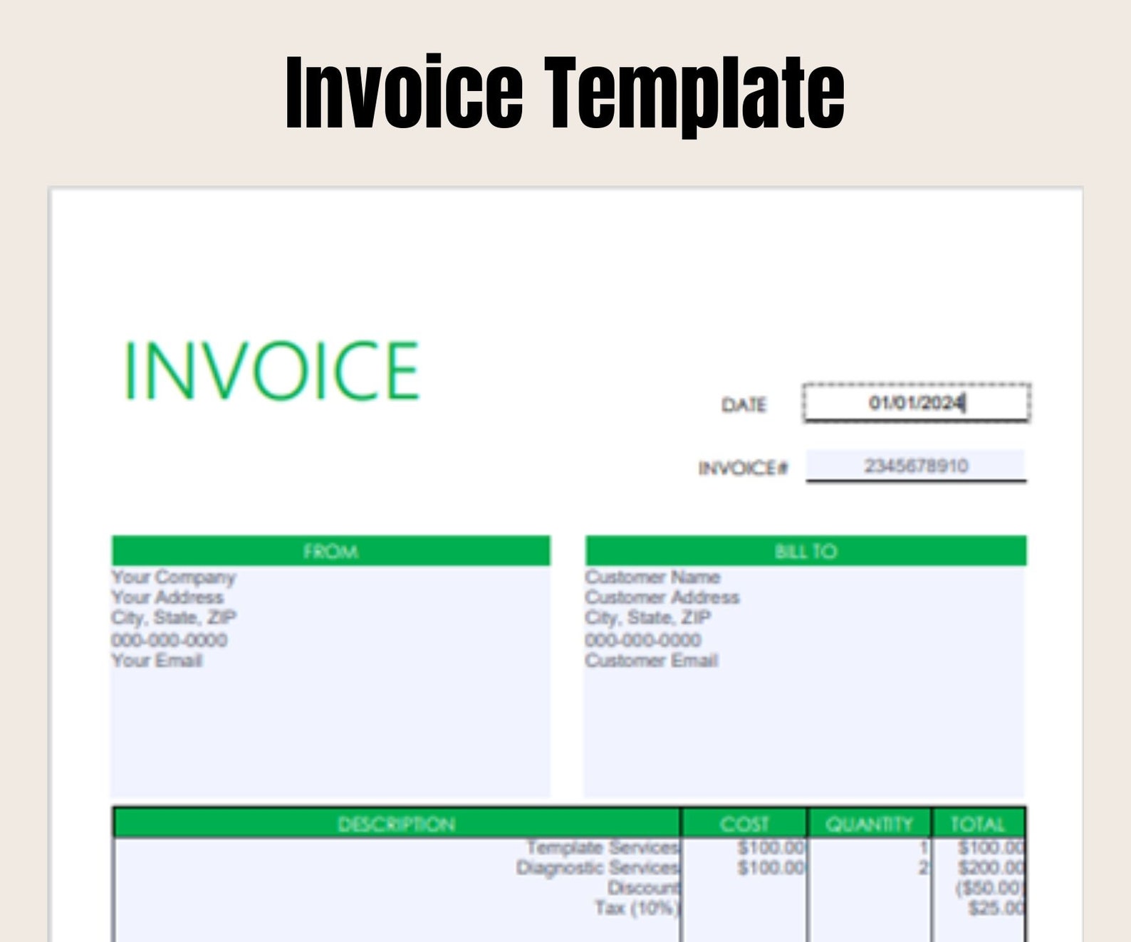Invoice Template Pdf/google Docs/word. Business Invoice. Invoice Word ...