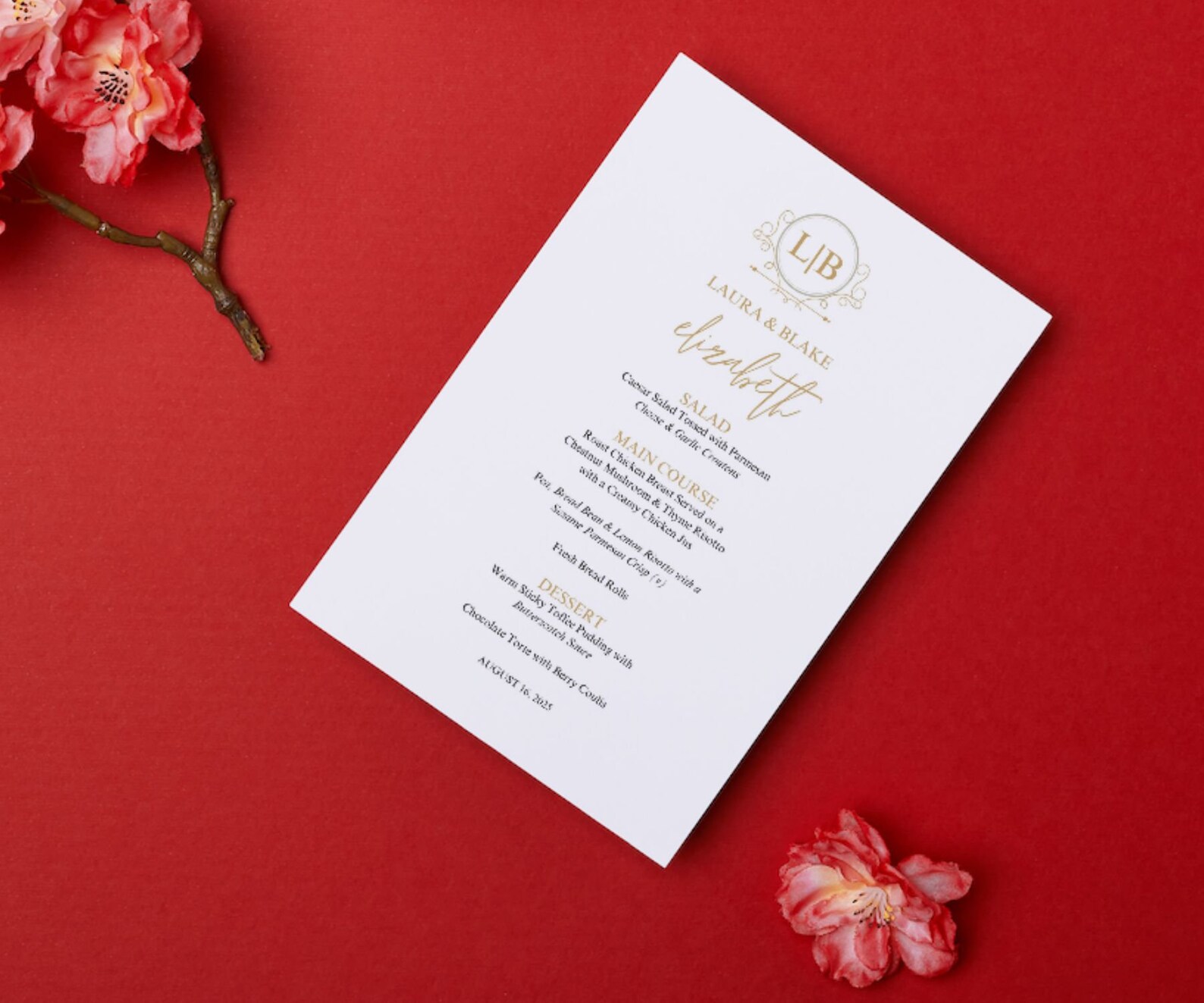 Wedding Menu Template, Minimalist Wedding Monogram, Editable Menu ...