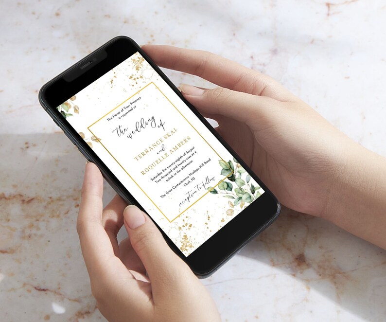 Digital Wedding Invitation, We Do Digital Invitation, Greenery ...