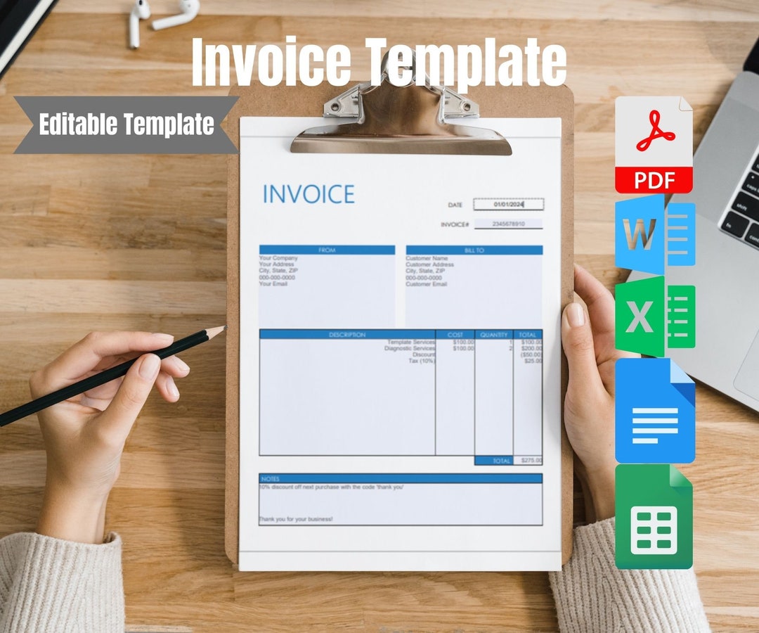 Invoice Template Pdf/google Docs/word. Business Invoice. Invoice Word ...
