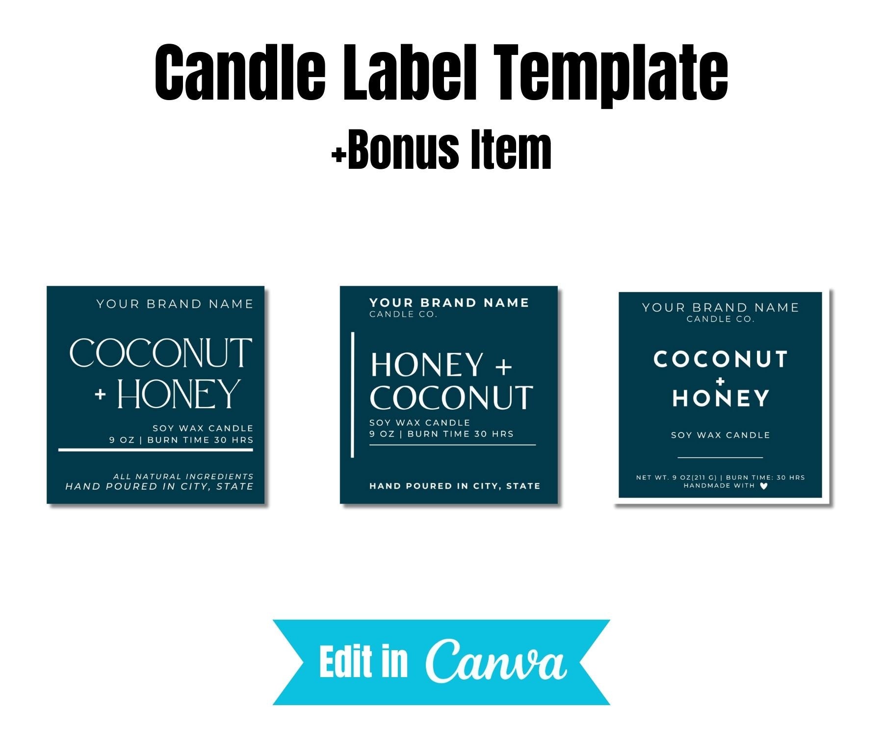 Editable Candle Label Bundle, Modern Candle Label Designs, Custom ...