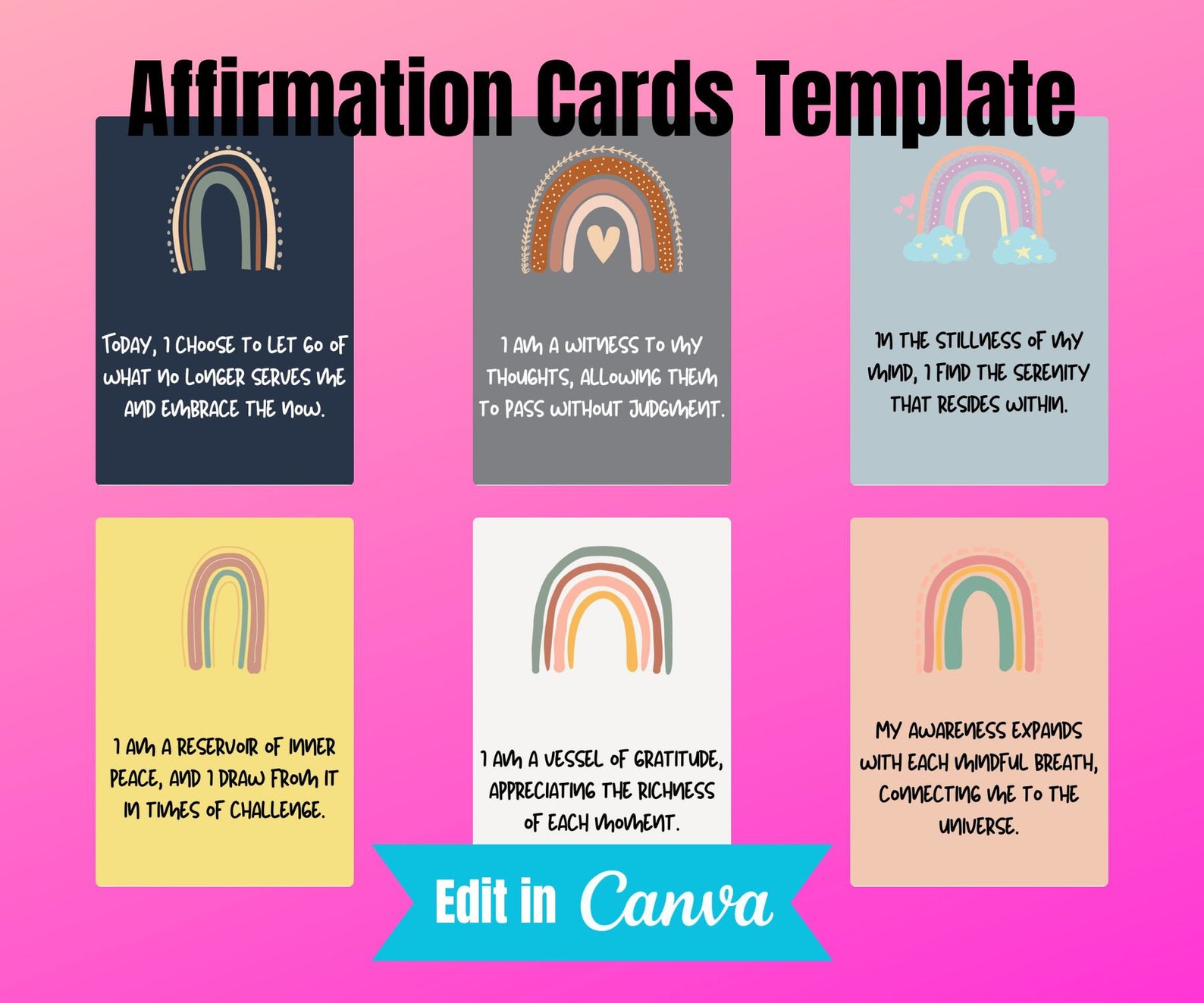 Affirmation Cards, Positive Quote Flash Cards, Affirmations Cards, Self ...
