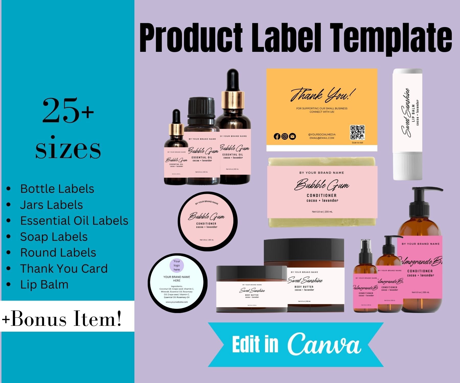 Stylish Cosmetic Product Label Template Canva Product Label Sticker ...
