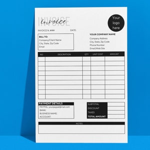 Invoice Template Editable, Small Business Custom Order Form Printable ...