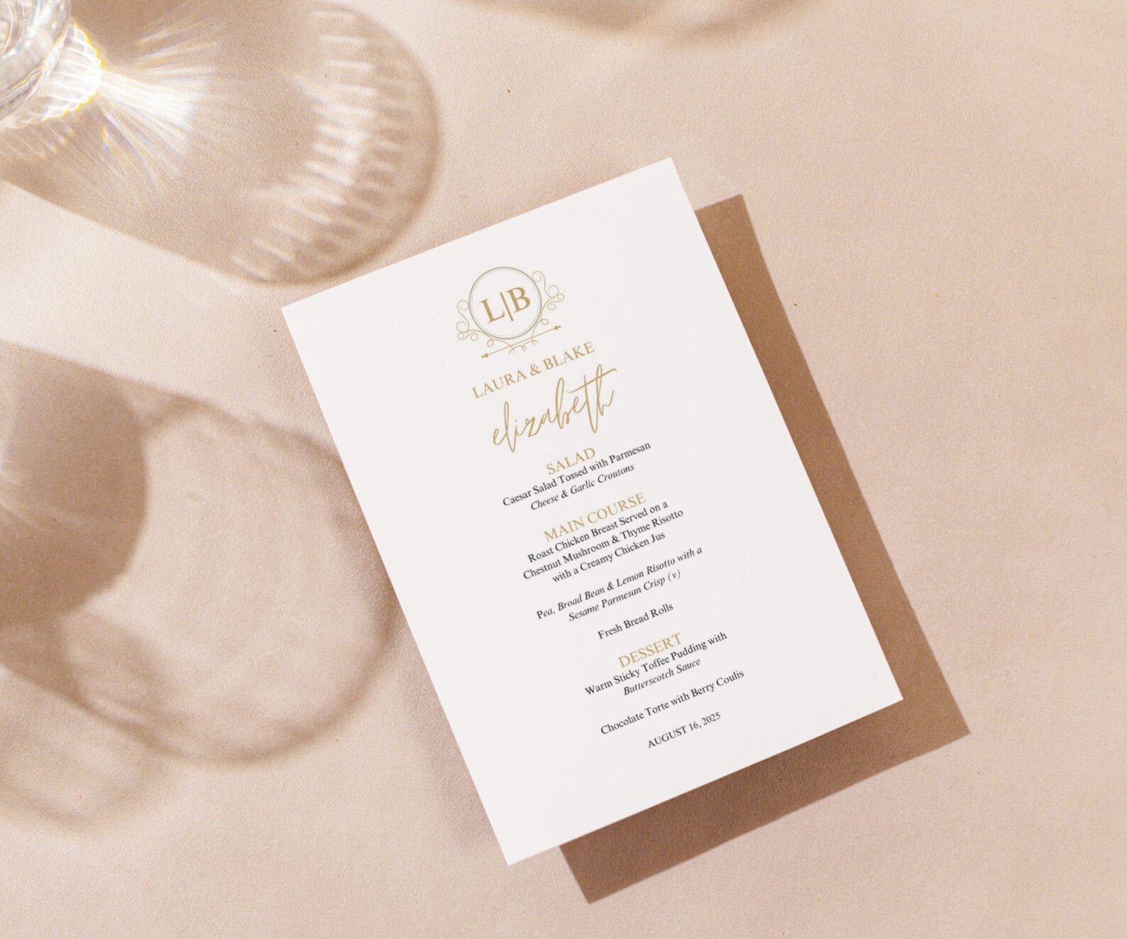 Wedding Menu Template, Minimalist Wedding Monogram, Editable Menu ...