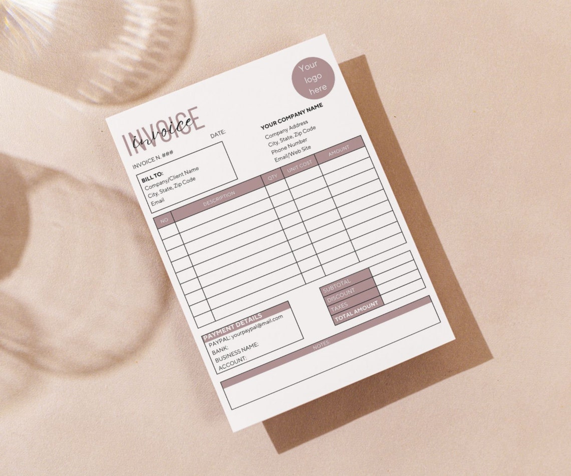 Invoice Template Editable, Small Business Custom Order Form Printable ...