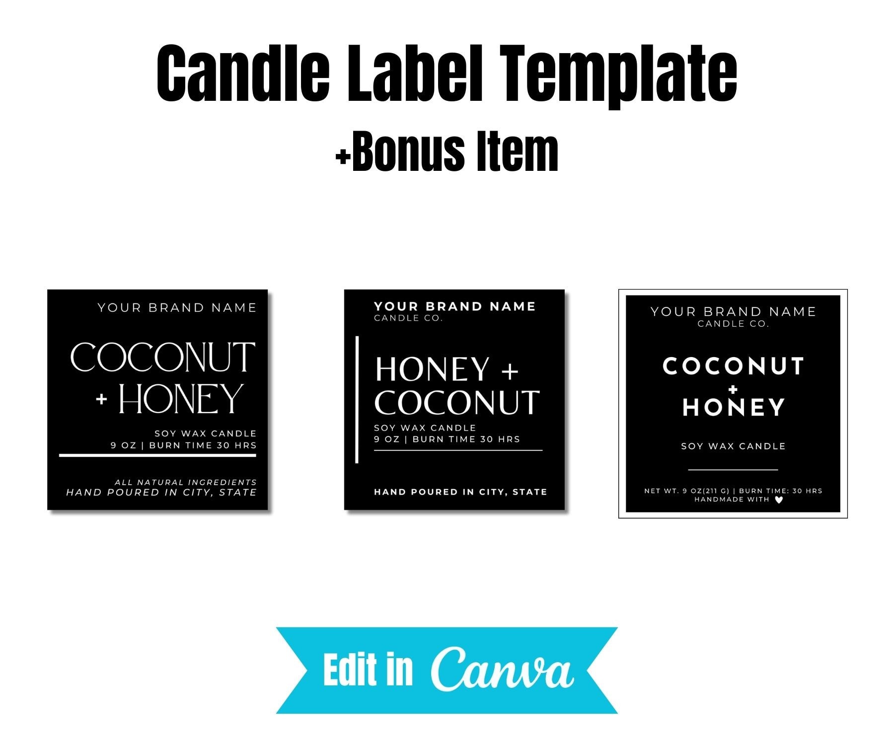 Editable Candle Label Bundle, Modern Candle Label Designs, Custom ...