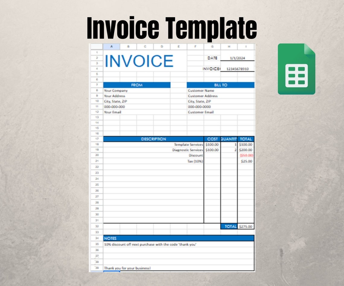 Invoice Template Pdf/google Docs/word. Business Invoice. Invoice Word ...