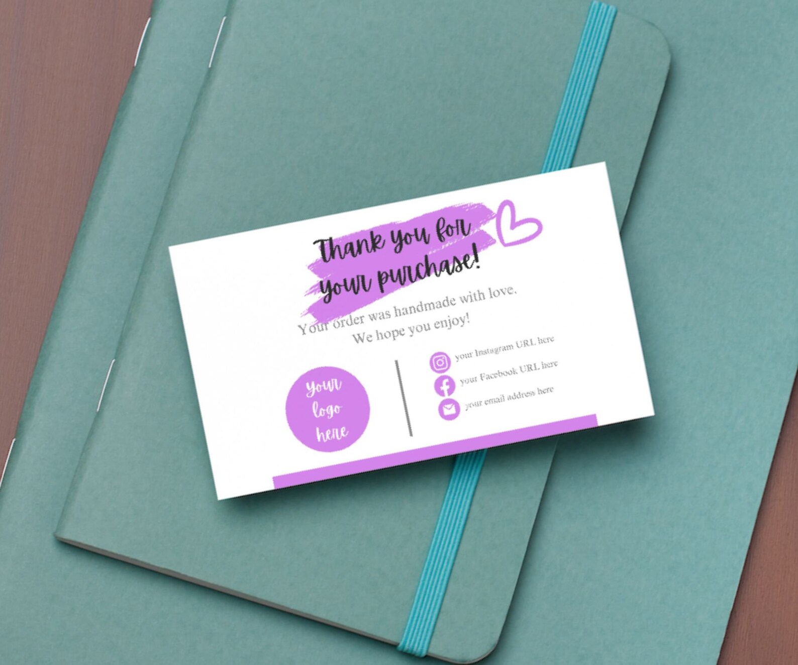 Editable in CANVA Business Thank You Insert Card Template Pink CANVA ...