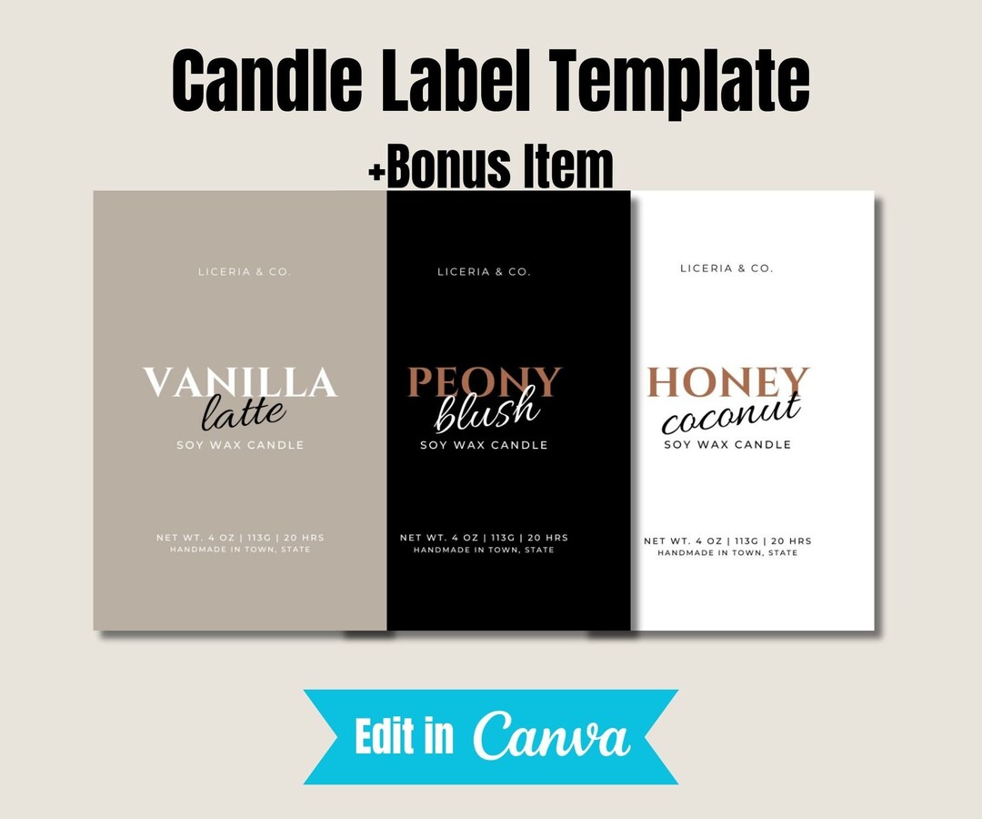 Printable Candle Label Template, Modern Candle Label Design ...