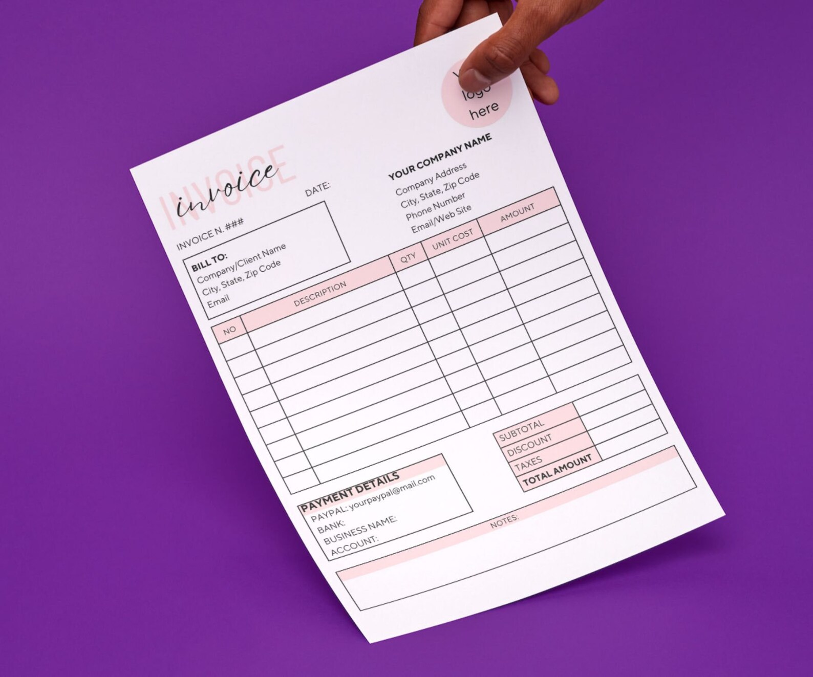 Invoice Template Editable, Small Business Custom Order Form Printable ...