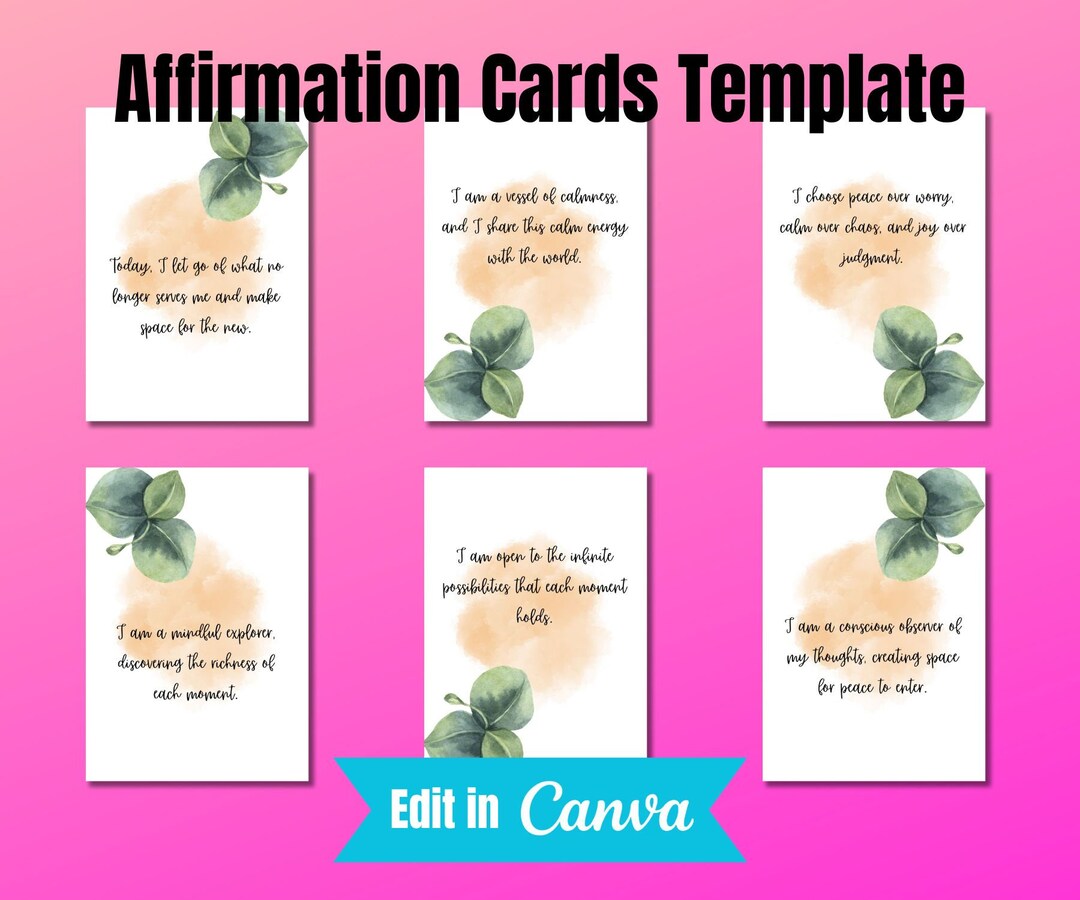 60 Affirmation Cards Digital Download, Mindfulness Affirmations Deck ...