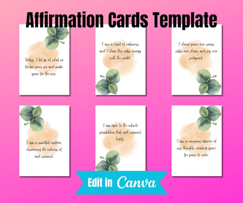 60 Affirmation Cards Digital Download, Mindfulness Affirmations Deck ...